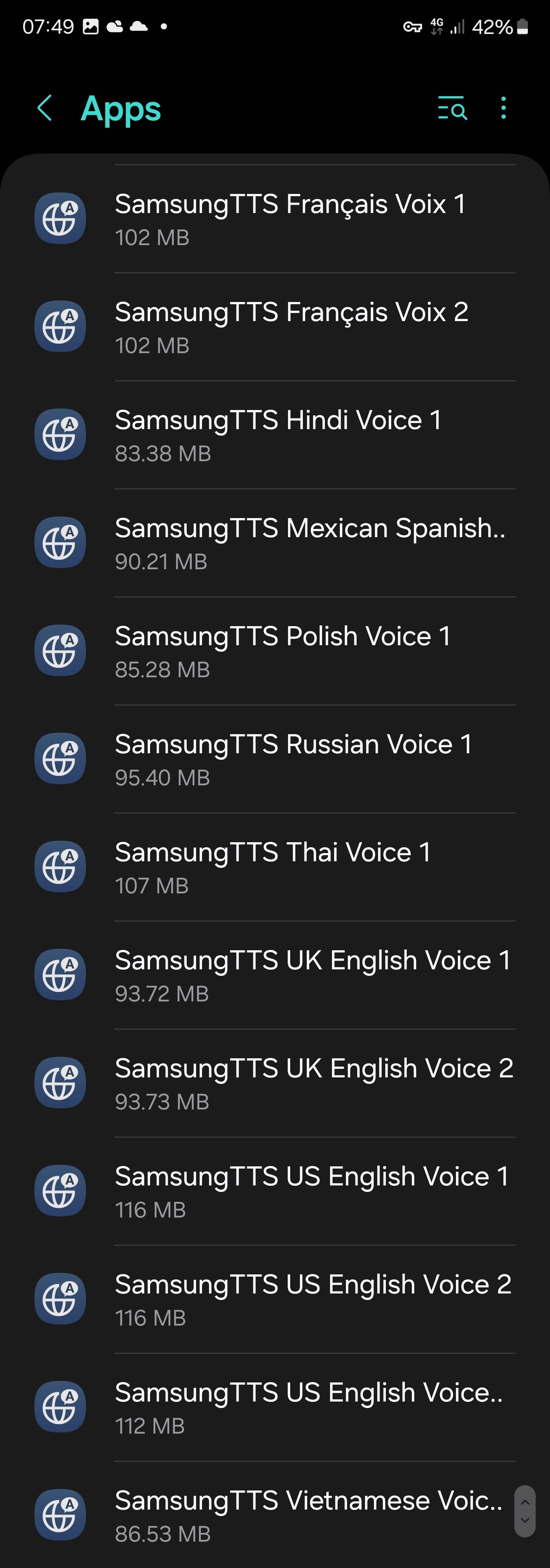 Unwanted TTS Voice languages - Samsung Community