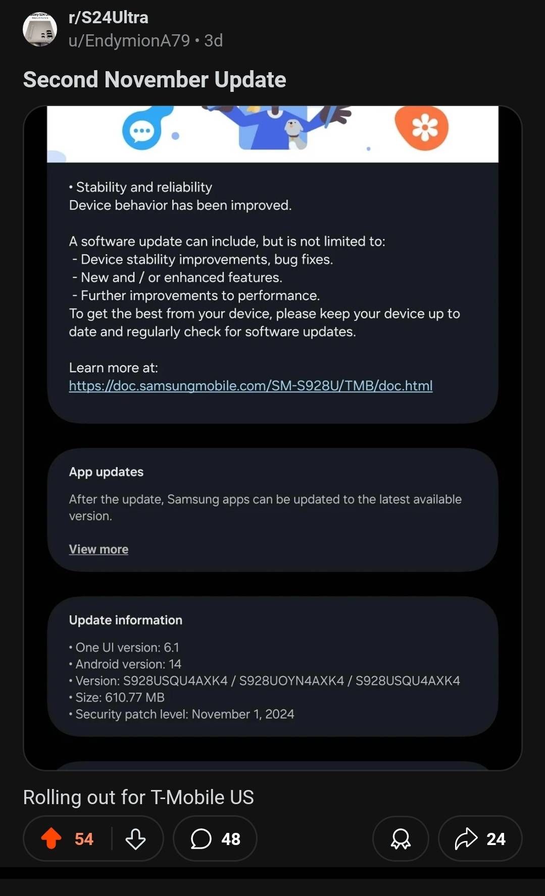 S24 ULTRA NOVEMBER UPDATE / EE - Samsung Community
