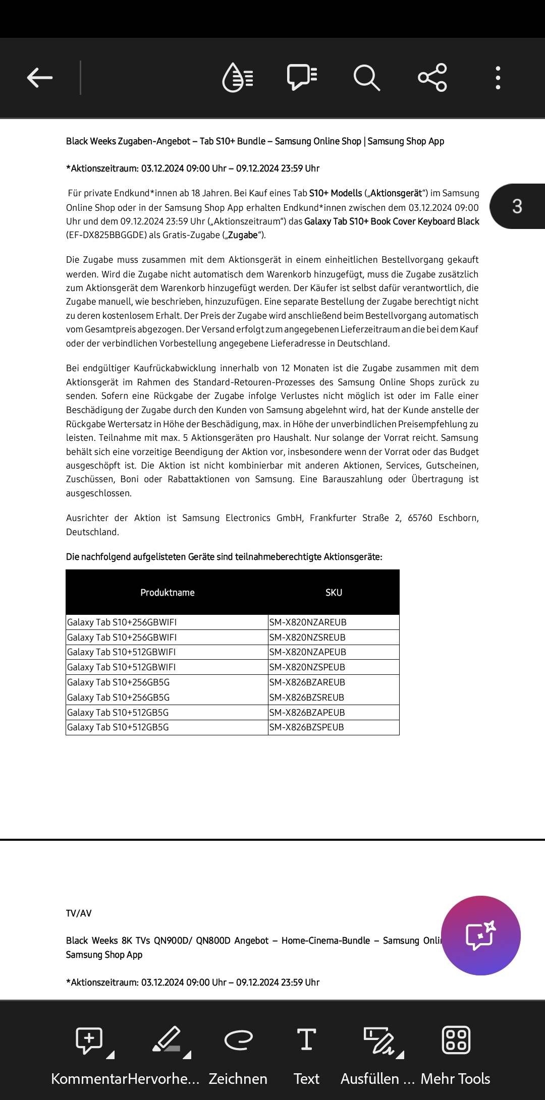 Aktion tab s 10 mit gratis book Cover slim - Samsung Community