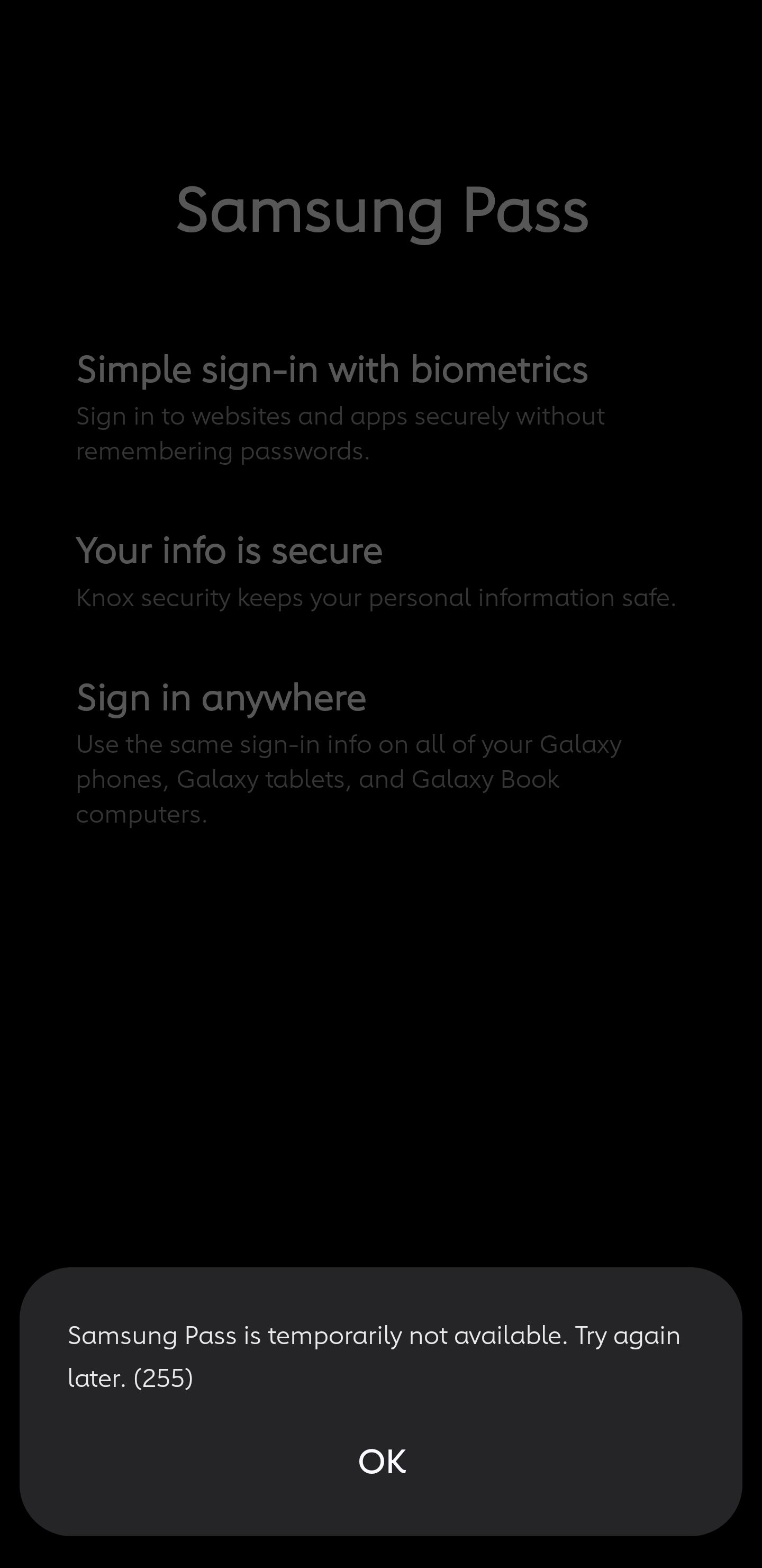 Samsung pass error - Samsung Community
