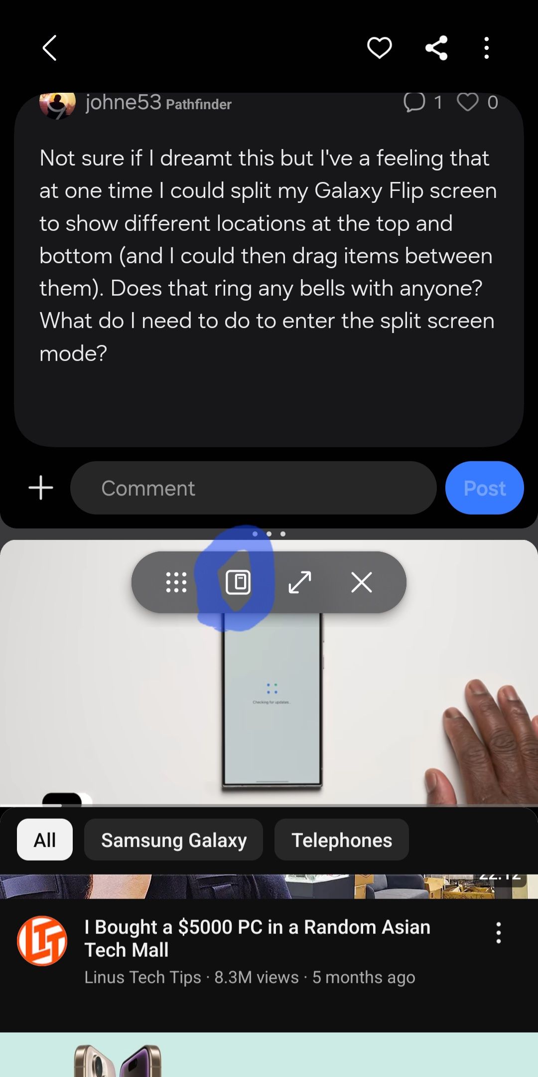 Solved: Selecting 'split screen' mode? - Samsung Community
