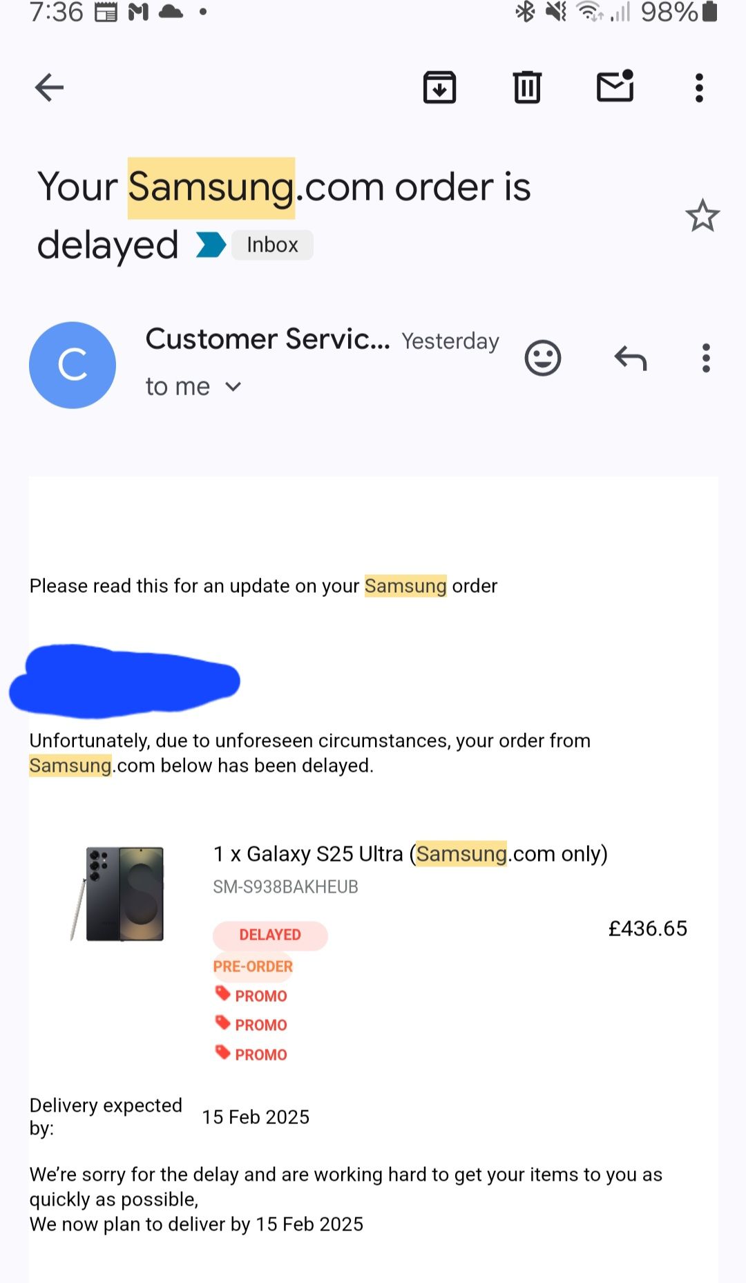 S25 Ultra experiencing late delivery - Page 2 - Samsung Community