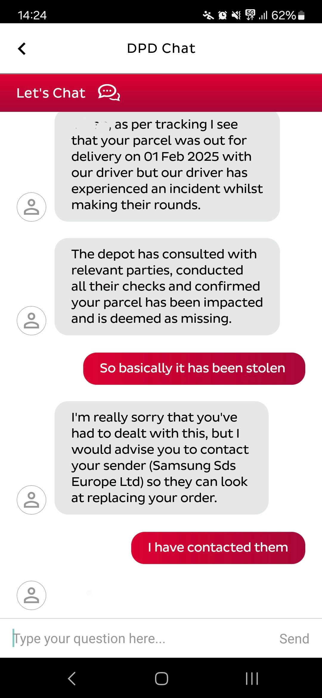Confusion and Delay with My Parcel Delivery via DPD - Samsung Community