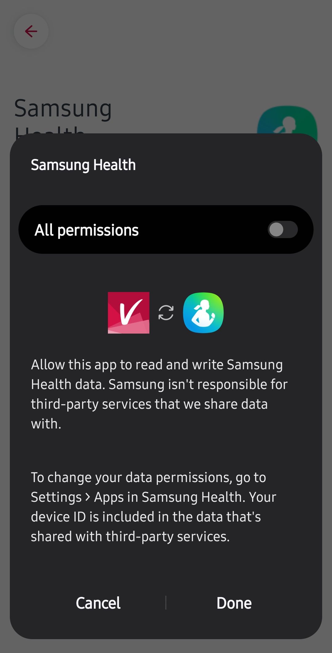 Samsung Health Data Permission - Samsung Community