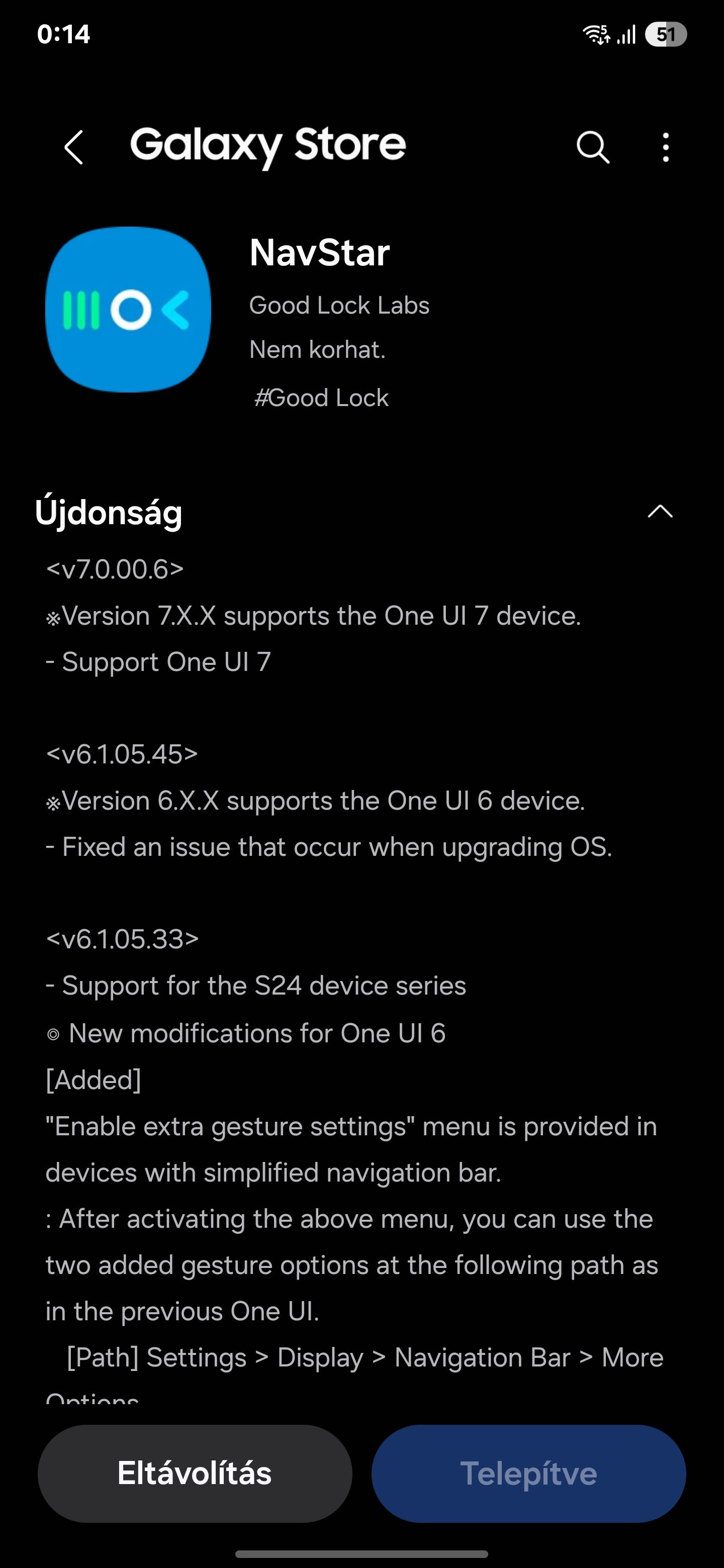 NavStar One UI 7 frissítve működik már - Samsung Community