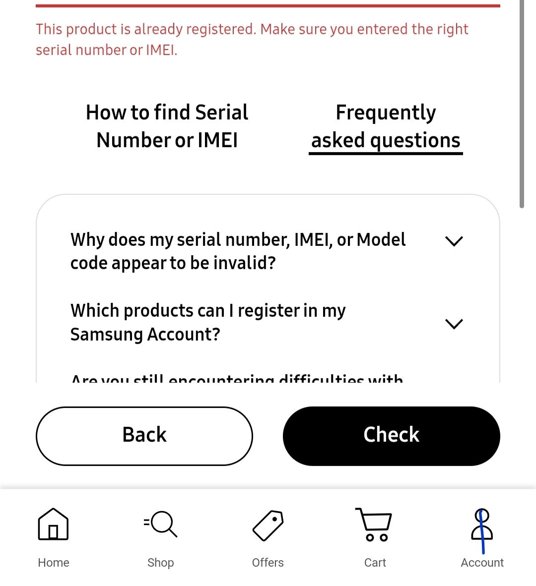 Registration problem - Samsung Community
