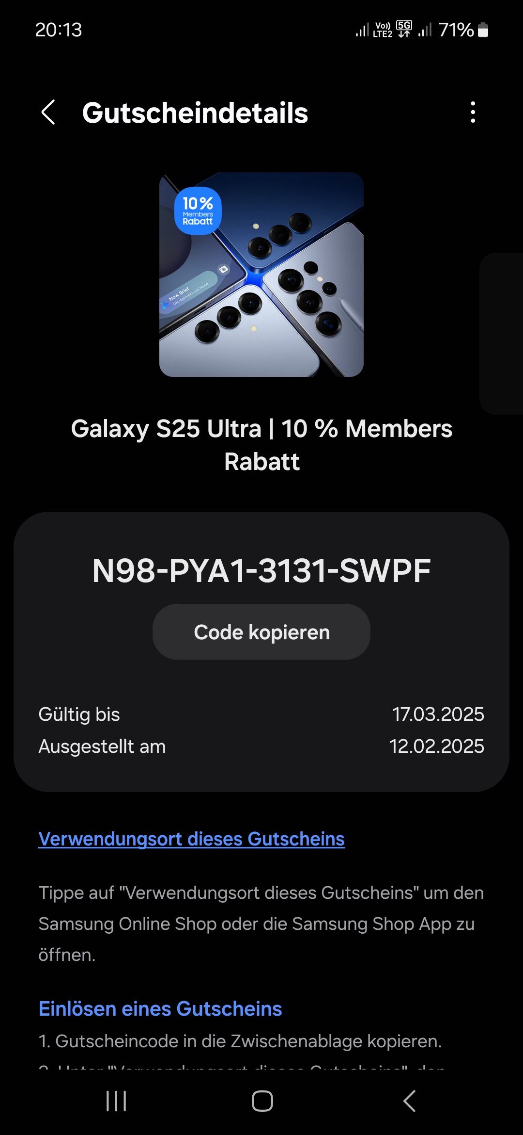 10% Samsung s25 ultra Gutschein - Samsung Community