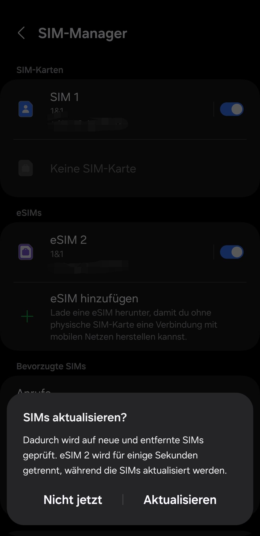 Sim Manager Meldung Sim aktualisieren - Samsung Community