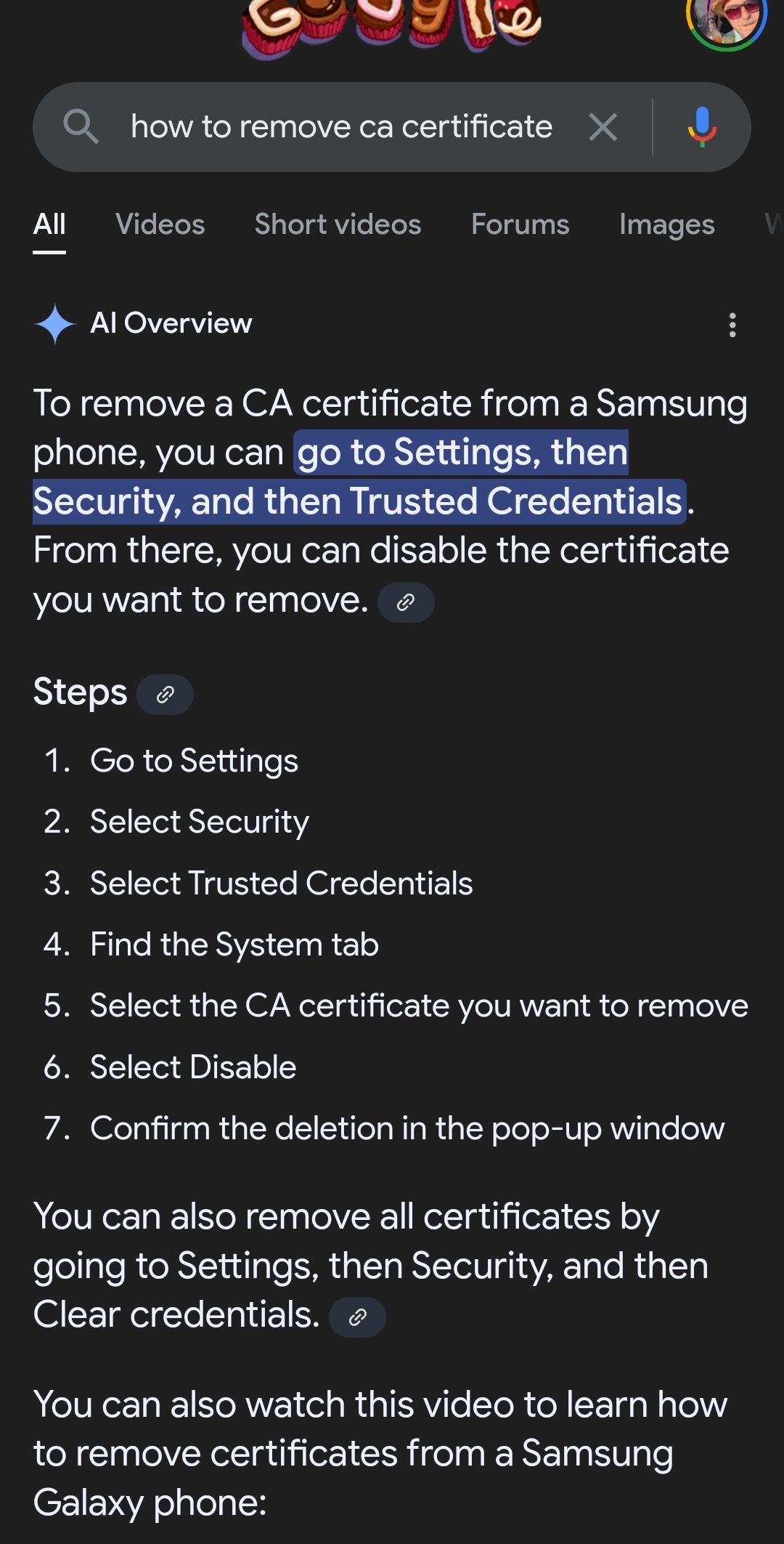 CA certificate - Samsung Community