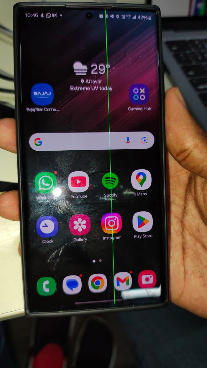 Green vertical line on S22 Ultra - Samsung Community