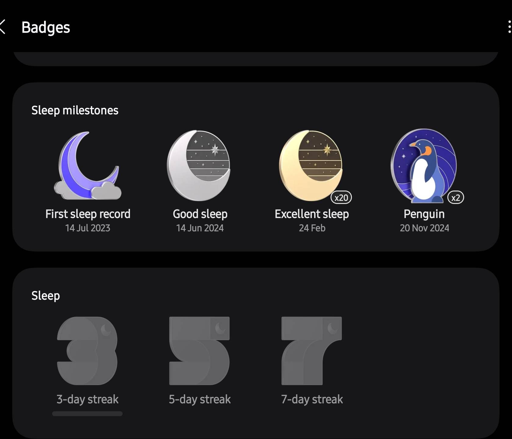 Issue earning Samsung Health Sleep badges - Samsung Community