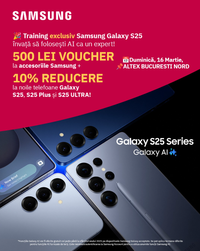 Workshop Galaxy S25 la Altex Nord! Reduceri și Cristina One ca invitat ...