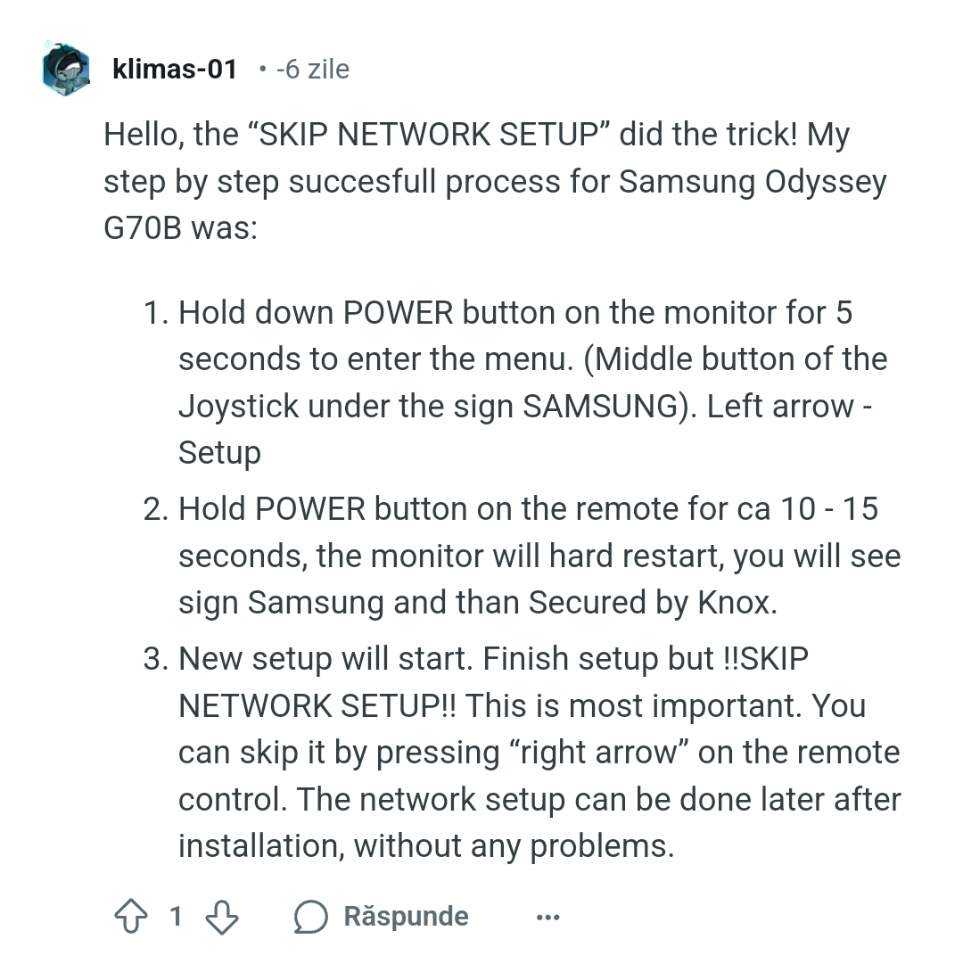 Monitor Samsung Odyssey G6 bricked de la noul Firmware - Samsung Community