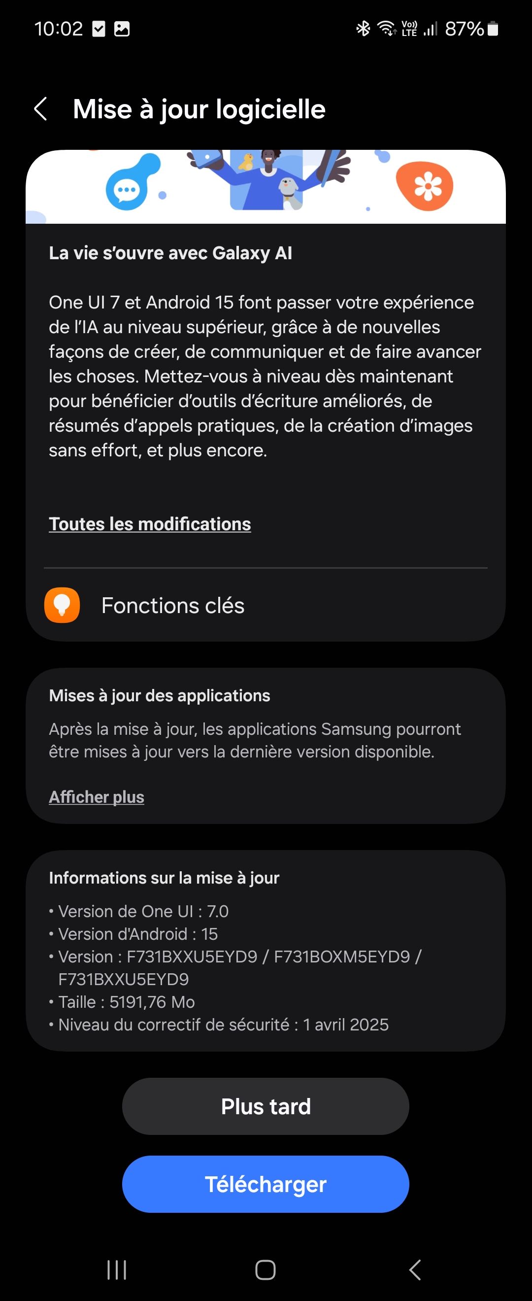 MAJ One UI 7 Android 15 sur z flip 5. - Samsung Community