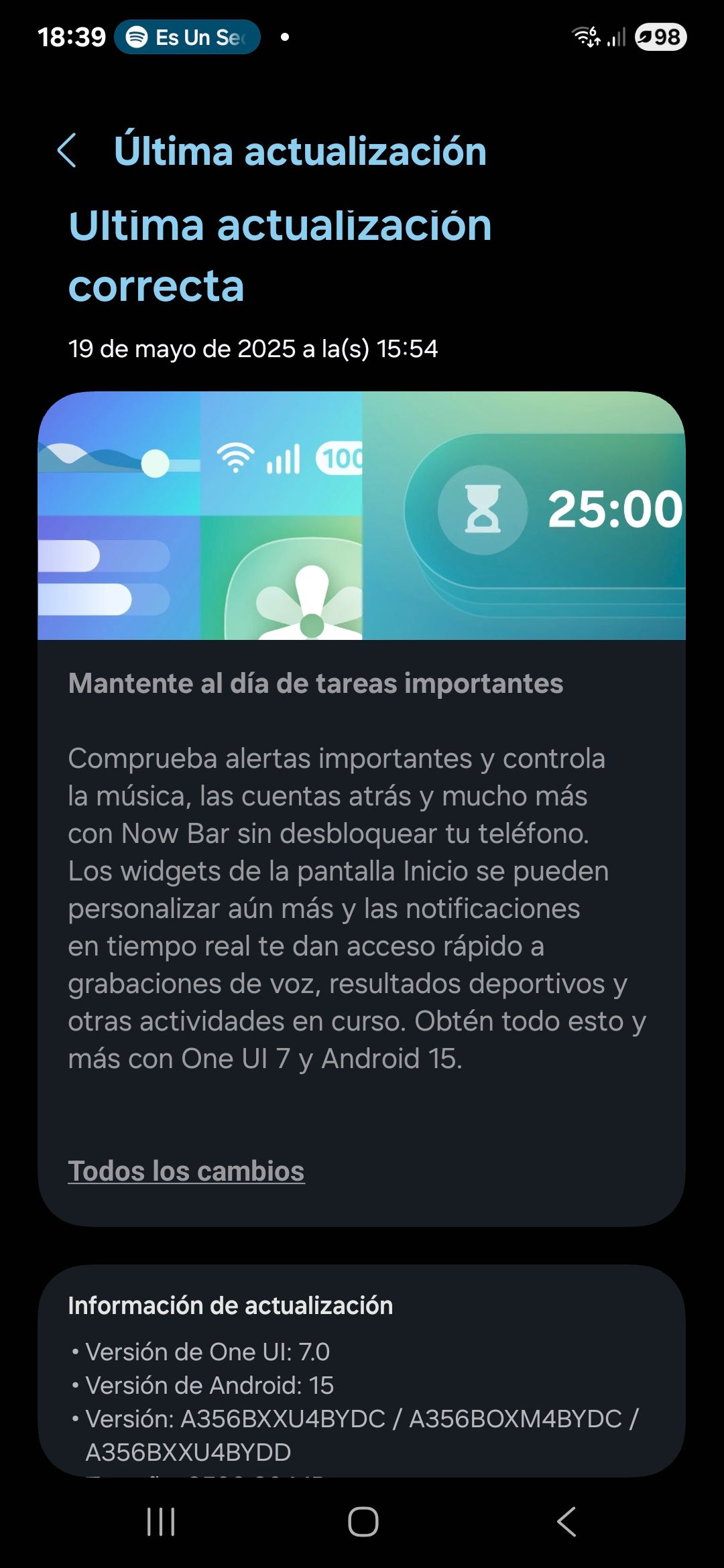 Solucionado: Llegará hoy One Ui 7 al A35 - Samsung Community