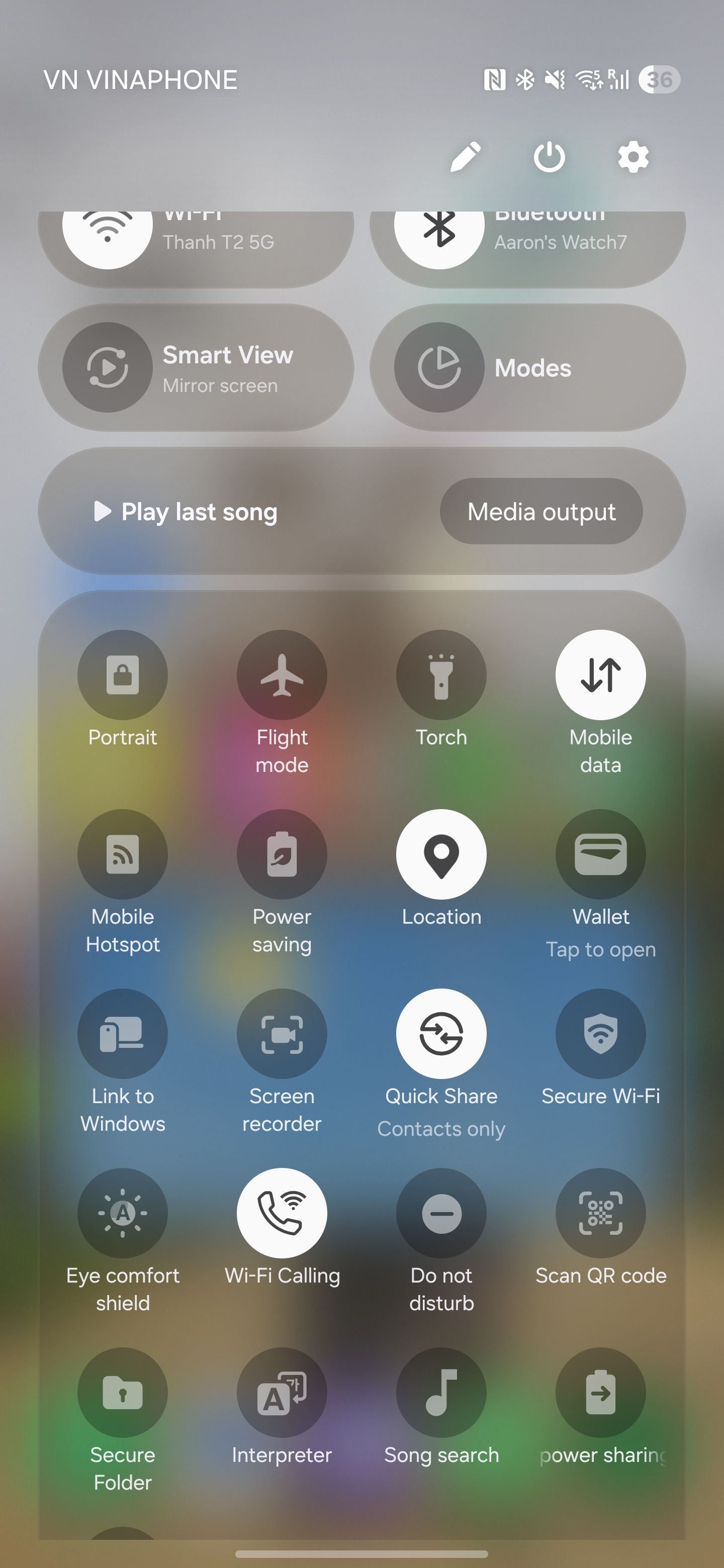Quick Settings panel blur - Samsung Community