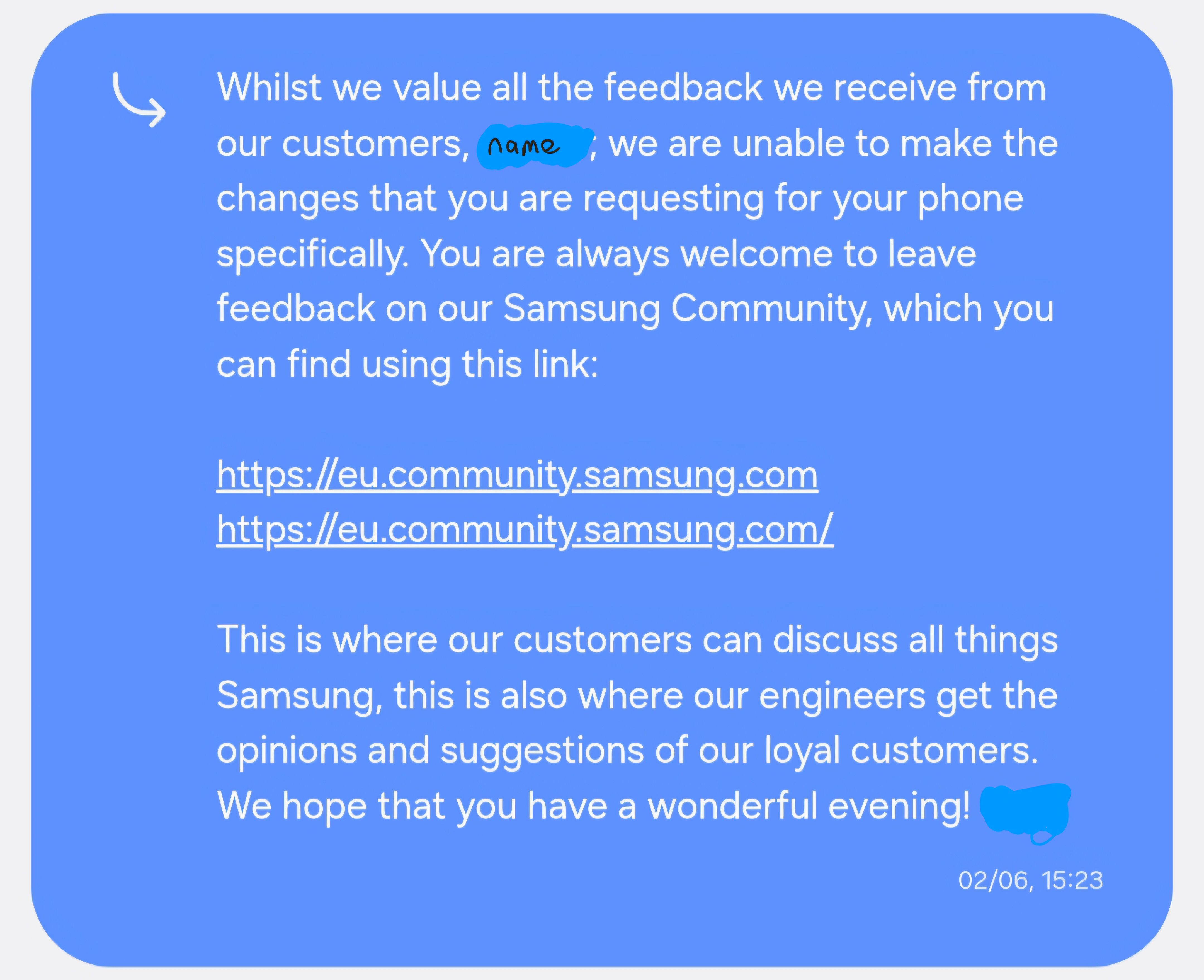 Samsung feedback... how? - Samsung Community