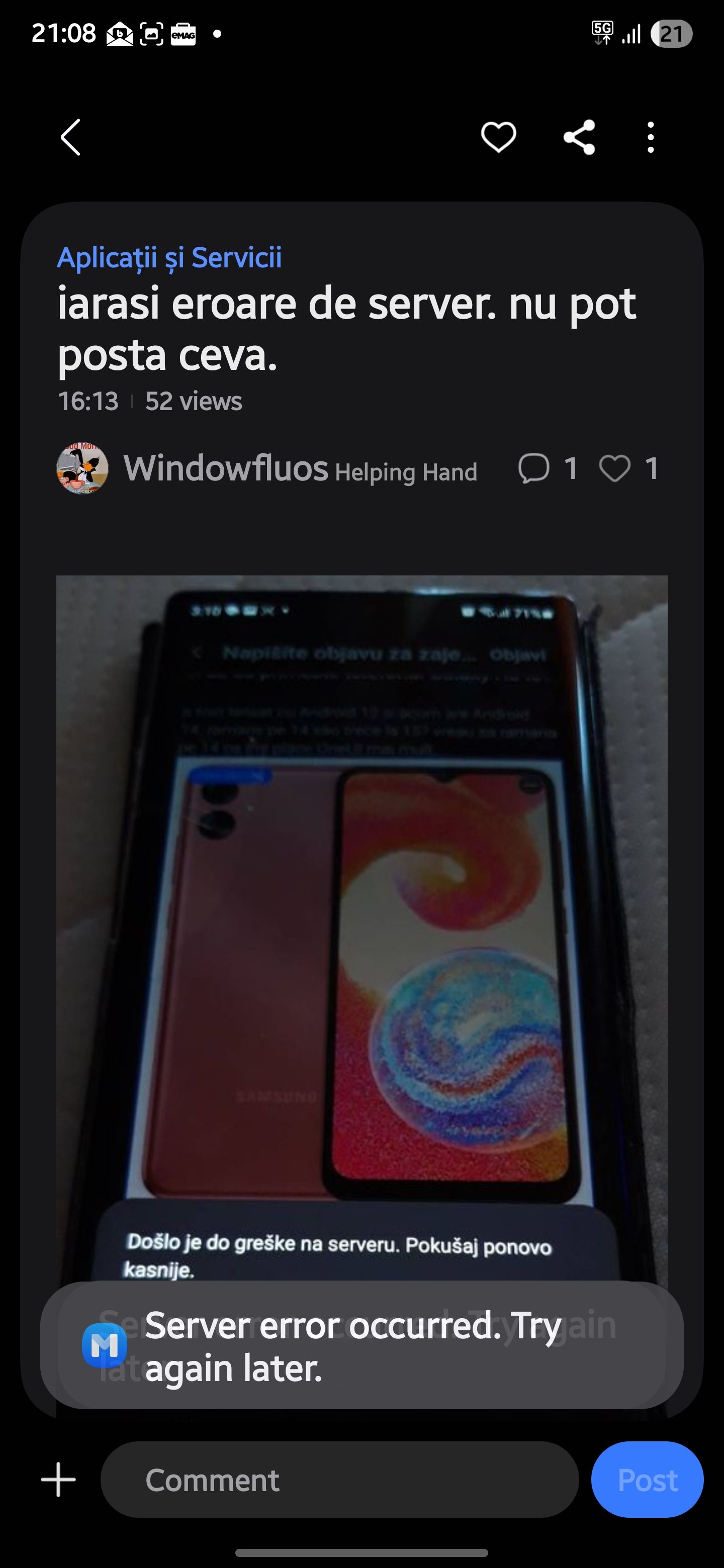 Samsung Members erori "LIKE" "server error" - Samsung Community