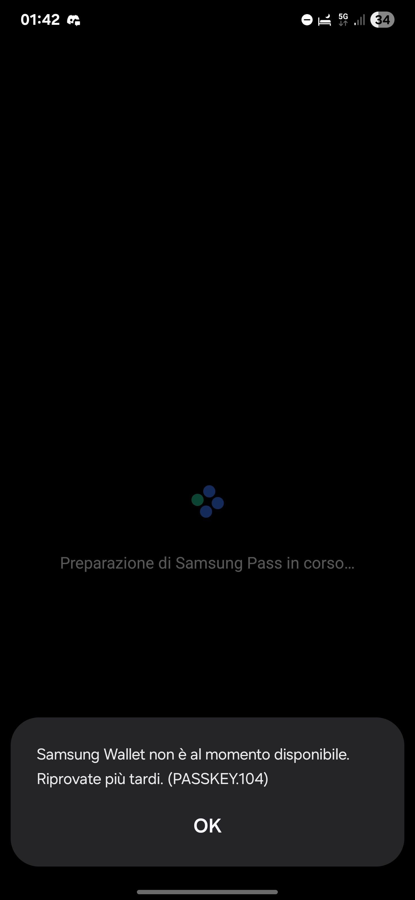 errore PASSKEY 104 - Samsung Community