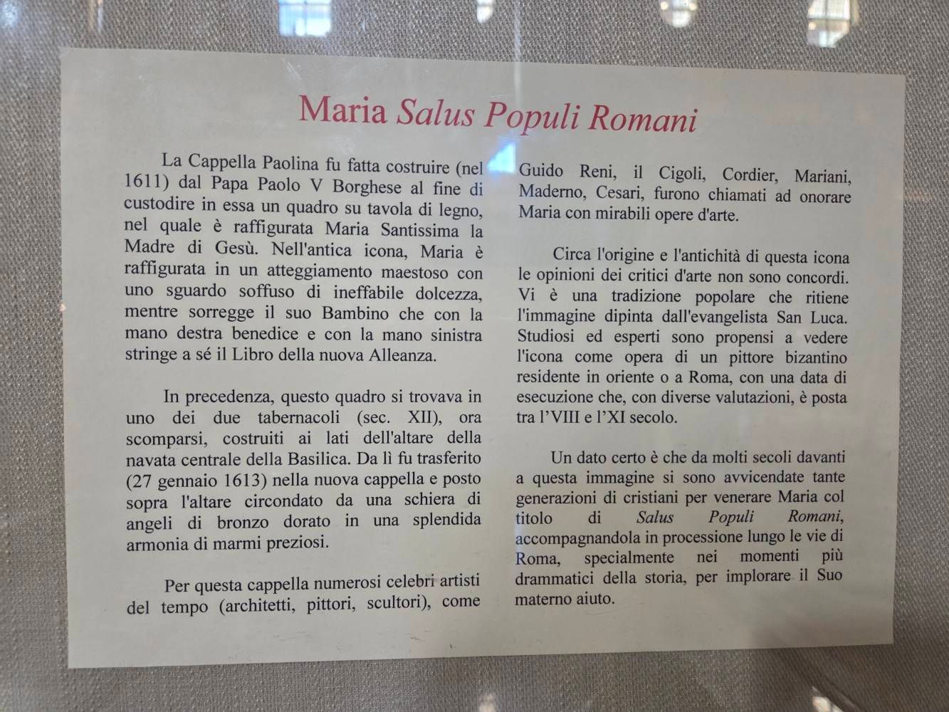 Chapel Maria Salus Populi Romani, Basilica di S. Maria Maggiore, Roma ...
