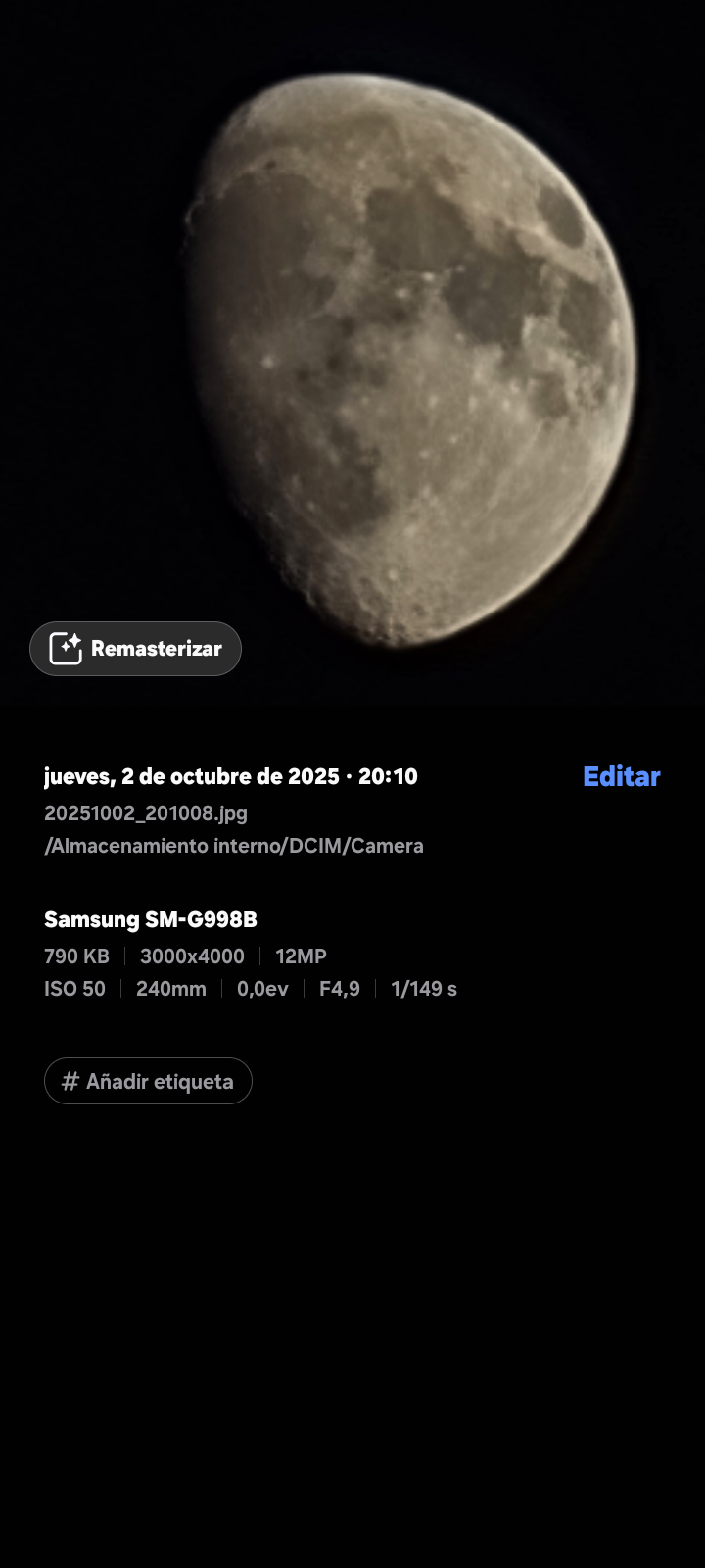 Luna ahora, a 100x y 30x😉 - Samsung Community