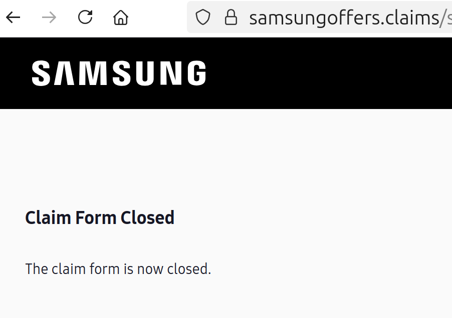 Solved: Cash Back Form Link Required for TV promotion. - Samsung Community