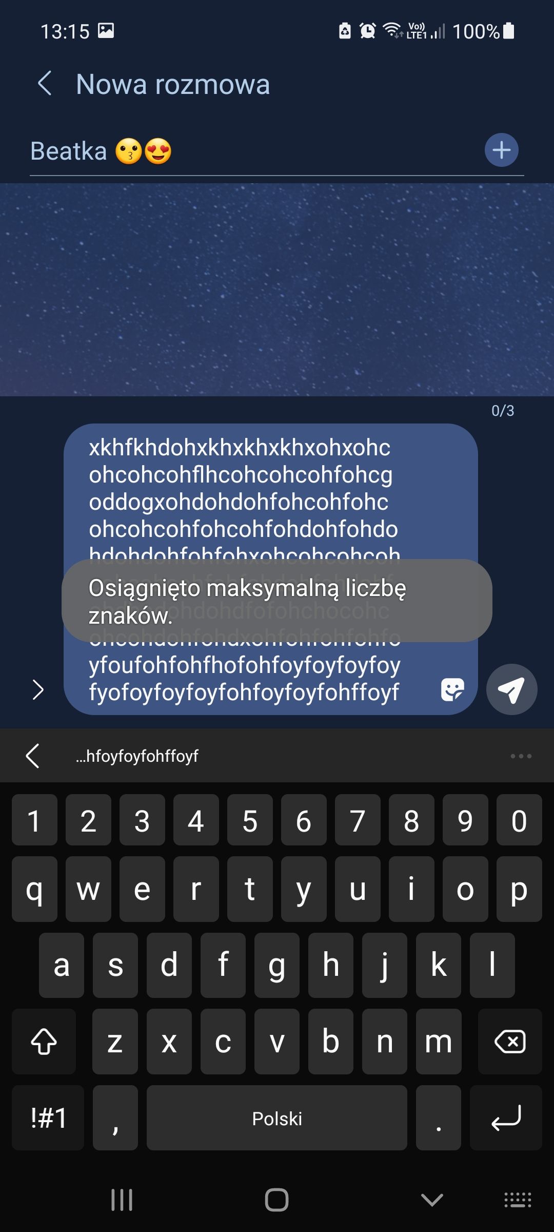 Podczas pisania długich Smsów mogę tylko napisać trzy nie przechodzą a ...