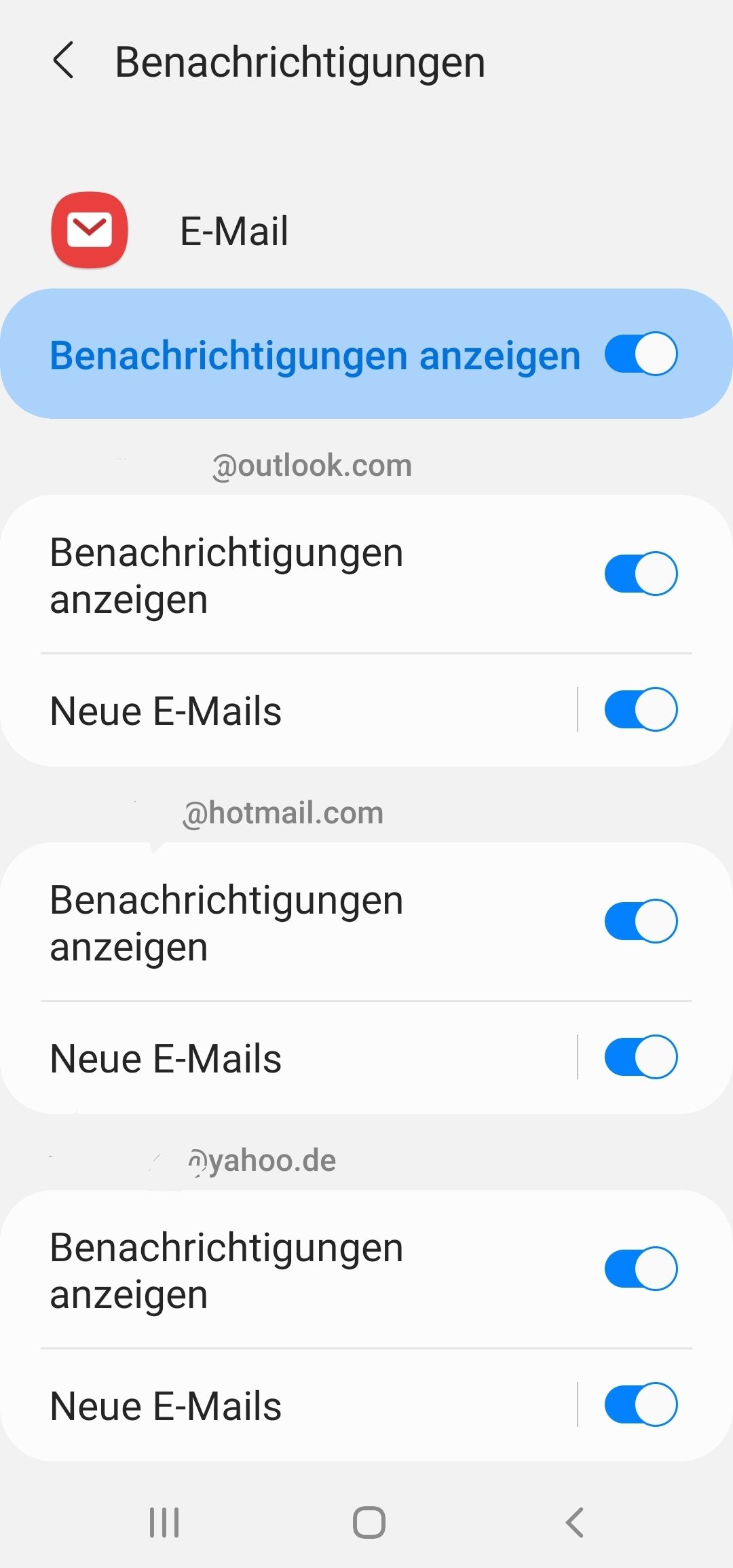 Samsung E-Mail App Benachrichtigungston für alle Konten ändern ...