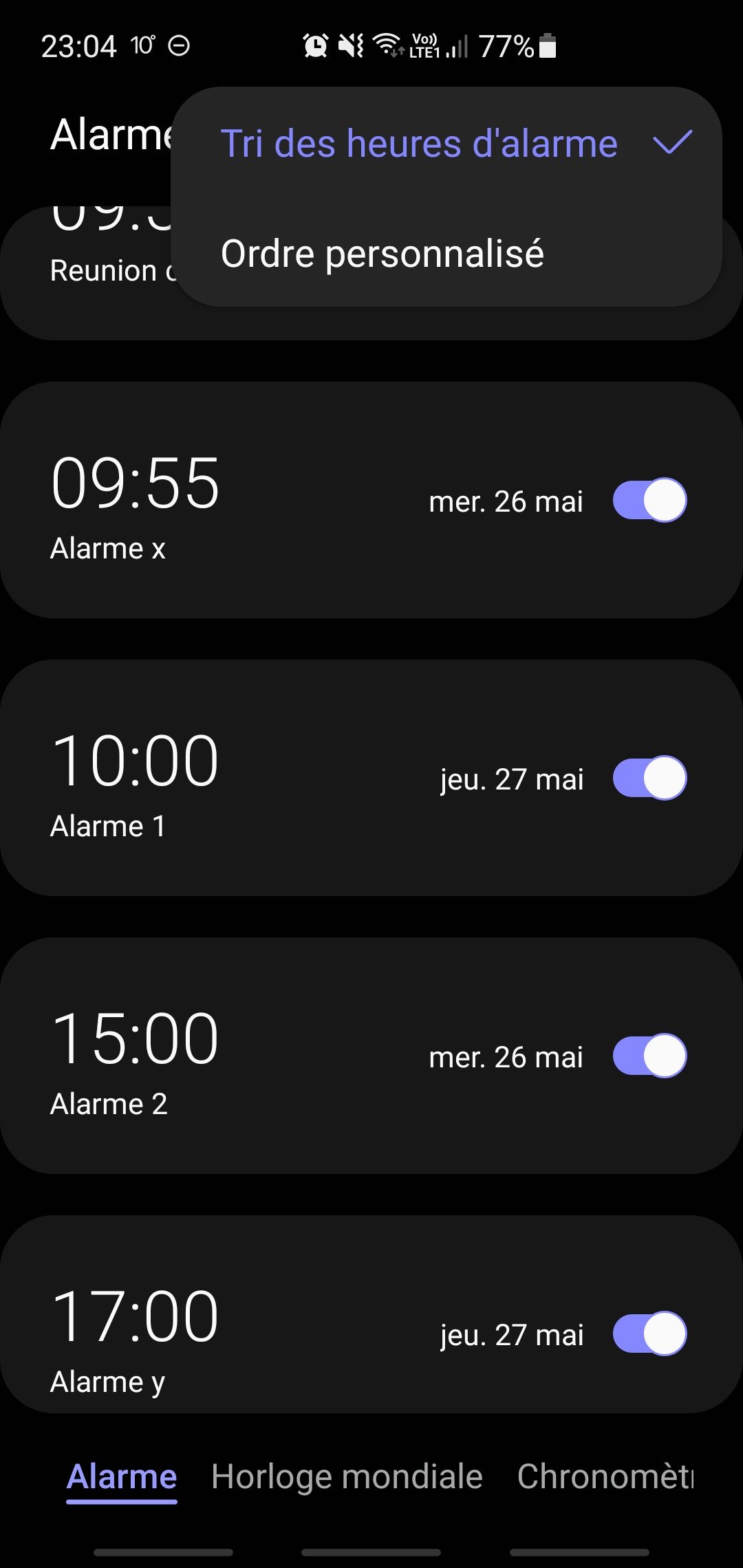 Trier les alarmes par jours. Sur samsung S9 - Samsung Community