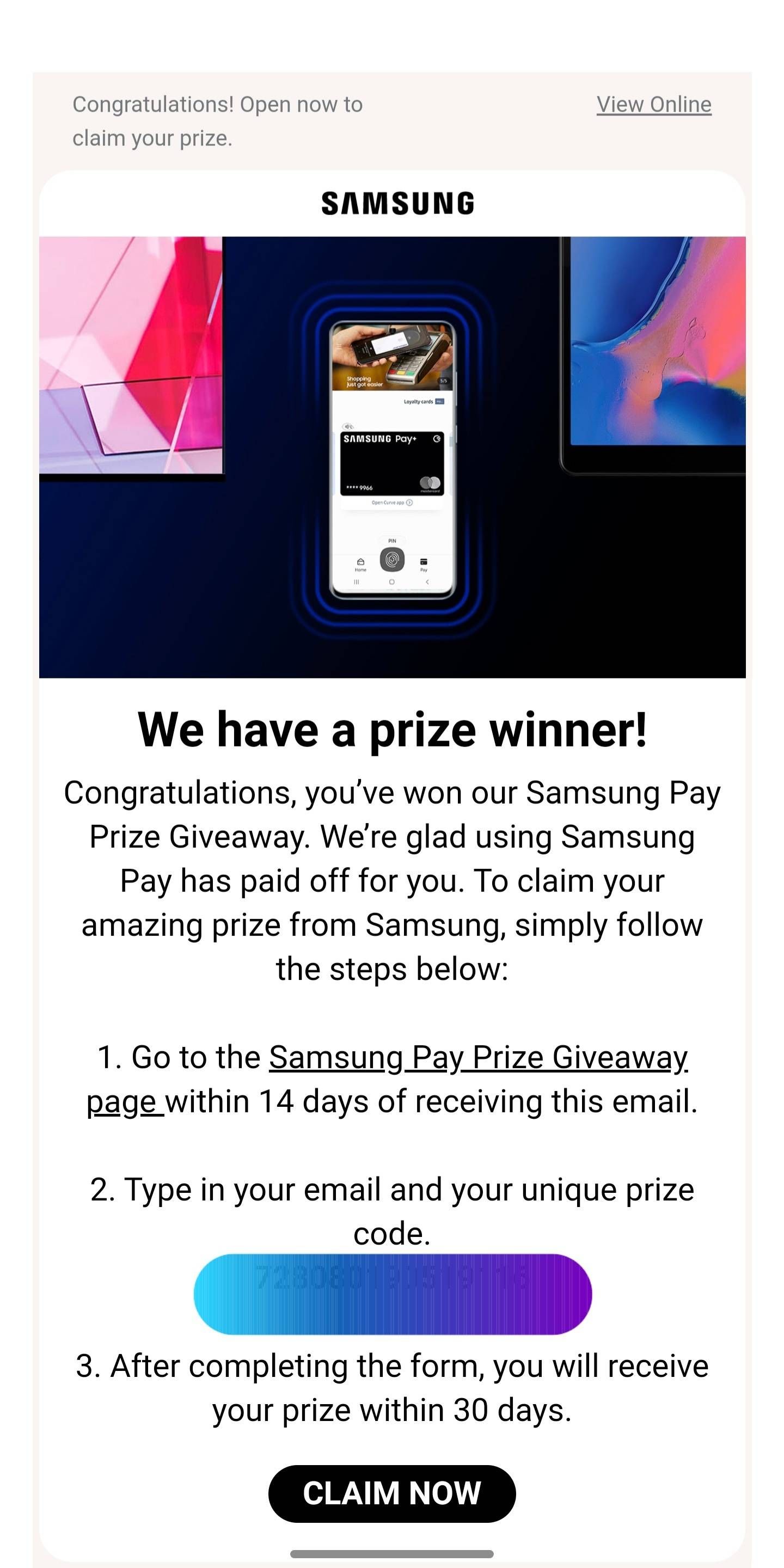 Samsung Pay Prize Draw - Page 3 - Samsung Community