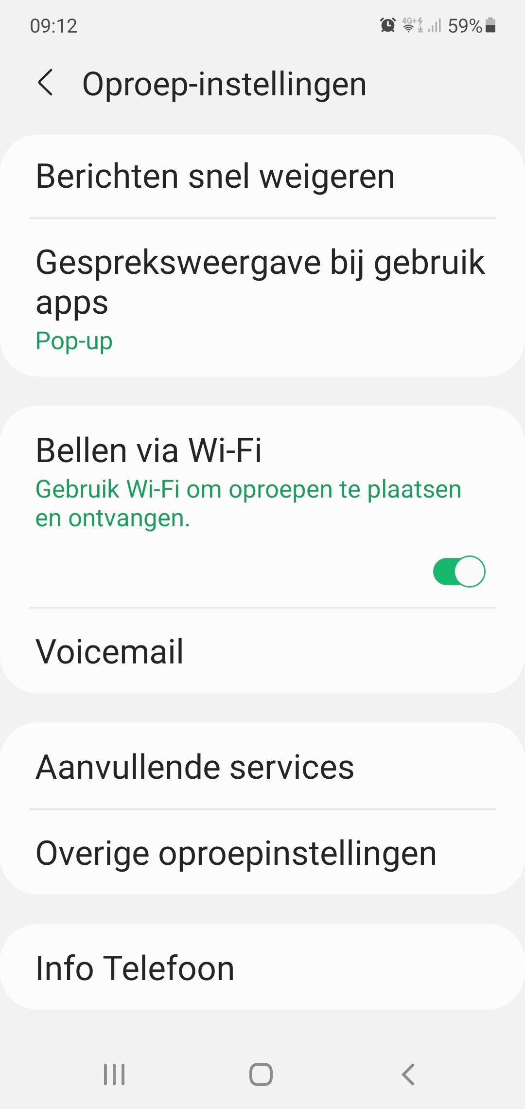Opgelost: Knop bellen via wifi verdwenen na reset Samsung note 10 plus ...