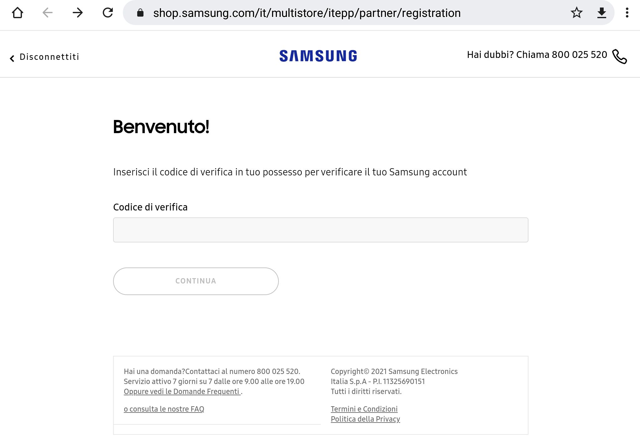 Codice di Verifica - Samsung Community