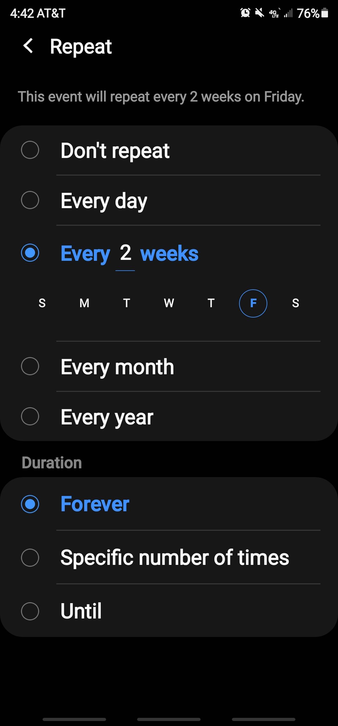 Repeat function in calendar - Samsung Community
