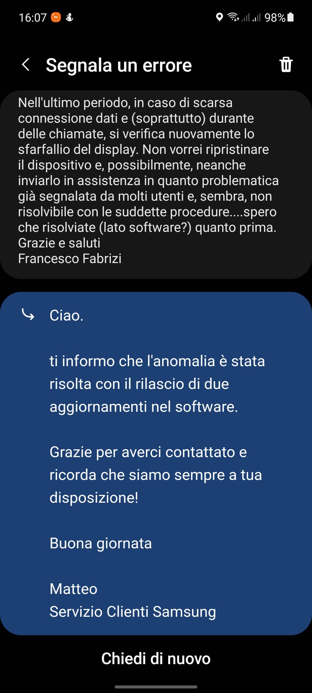 Sfarfallio display - Samsung Community