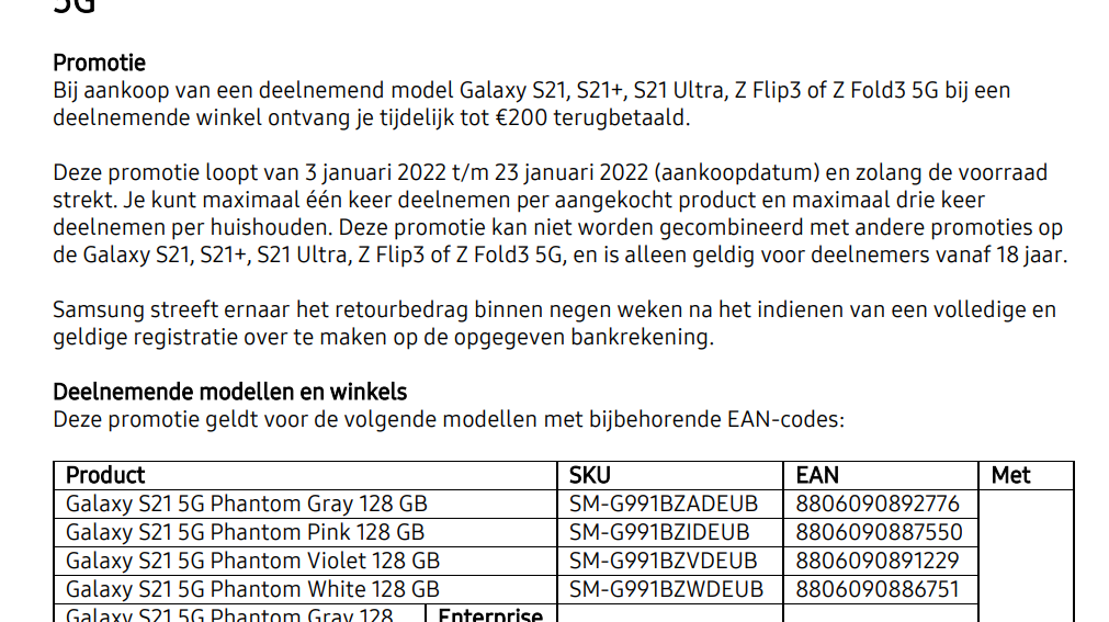 Opgelost: Registreren aankoop voor Cashback actie - Samsung Community